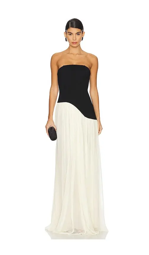 LOVERS AND FRIENDS Strapless Gown With Pleated Skirt