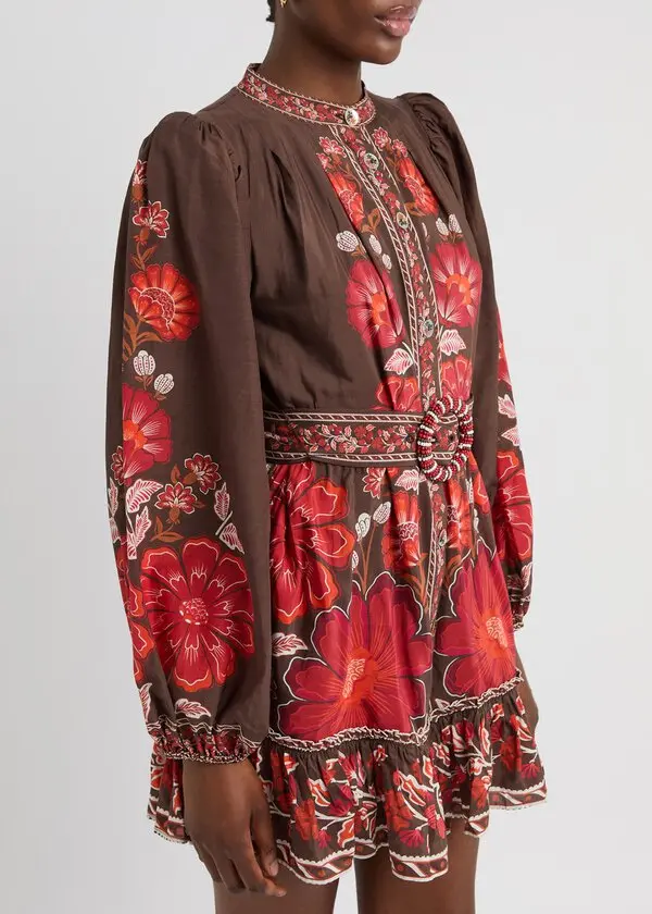 Farm Rio Gigi Floral-print Mini Dress