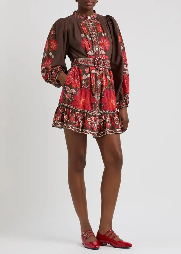 Farm Rio Gigi Floral-print Mini Dress
