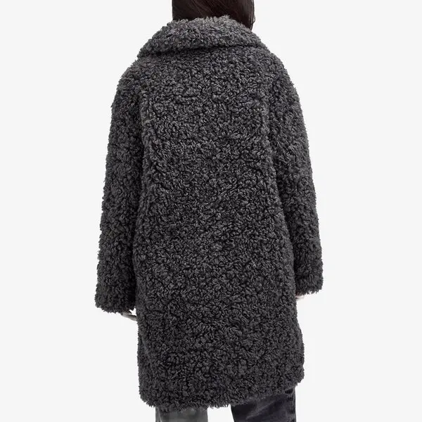 STAND STUDIO Camille Cocoon Midi Faux Fur Coat - Smoke Grey