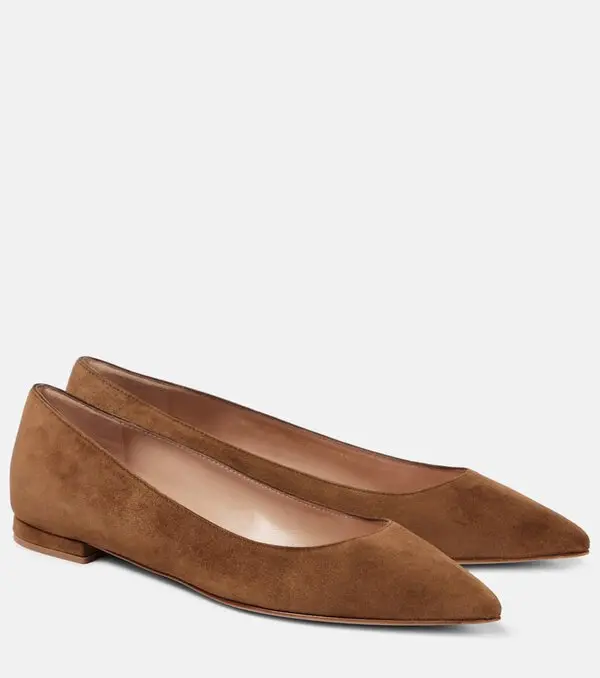 GIANVITO ROSSI Suede Ballet Flats - Beige