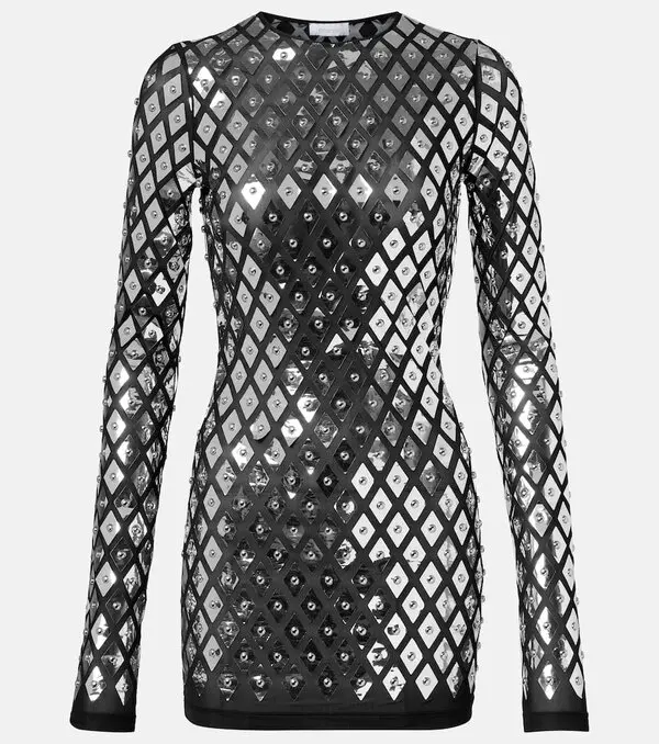 Rabanne Studded Jersey Minidress - Black