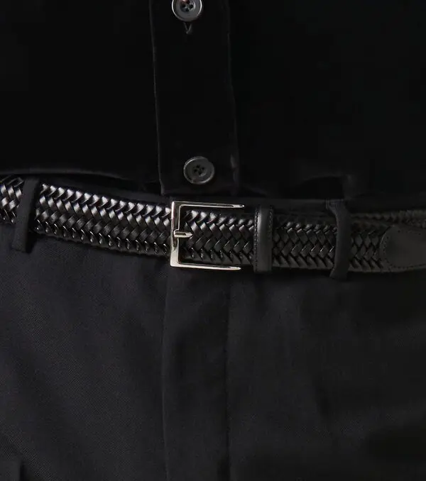Rubinacci Braided Leather Belt - Black