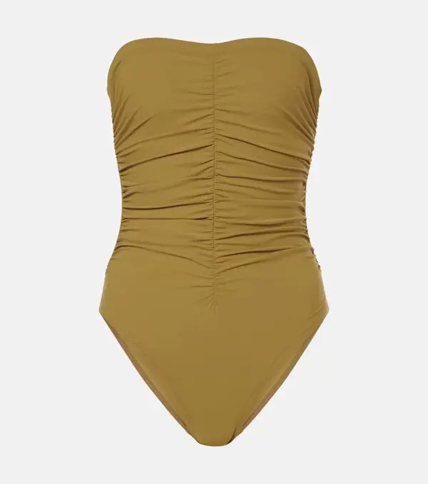 KARLA COLLETTO Gathered Bandeau Swimsuit - Green