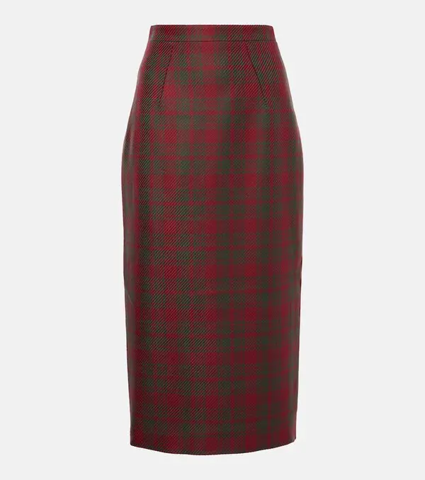 EMILIA WICKSTEAD Lorelei Plaid Pencil Skirt - Red