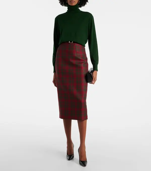 EMILIA WICKSTEAD Lorelei Plaid Pencil Skirt - Red