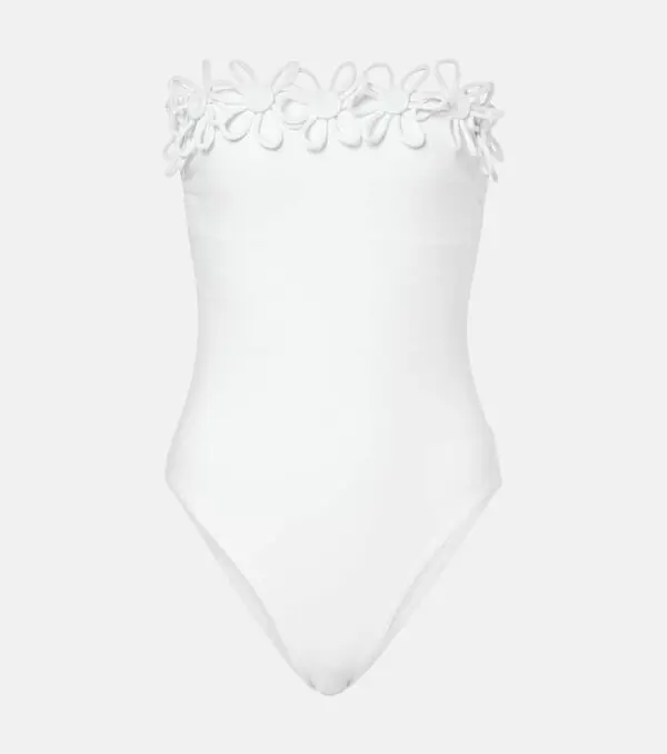 KARLA COLLETTO Hana Embroidered Bandeau Swimsuit - White