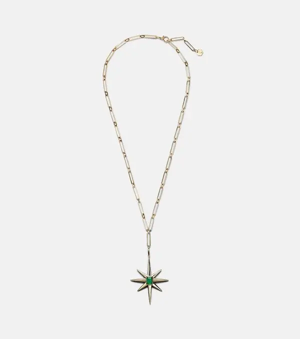 Shay Jewelry Starburst 18kt Yellow Necklace With Emerald And Diamonds - Gold