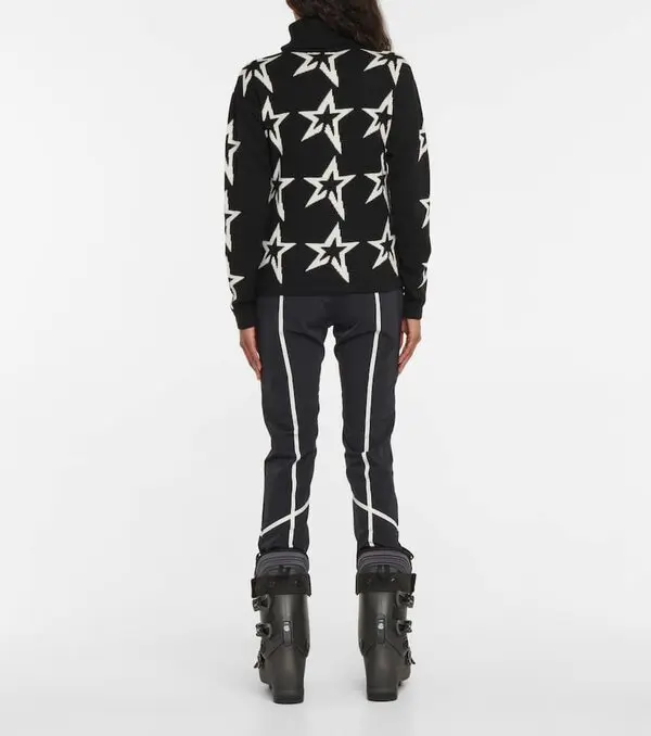 Perfect Moment Star Dust Wool Turtleneck Sweater - Black