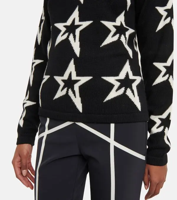 Perfect Moment Star Dust Wool Turtleneck Sweater - Black