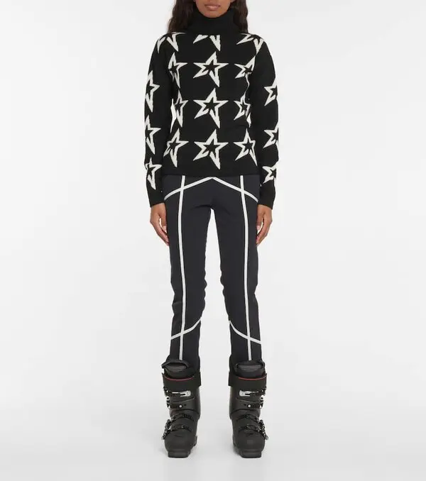 Perfect Moment Star Dust Wool Turtleneck Sweater - Black