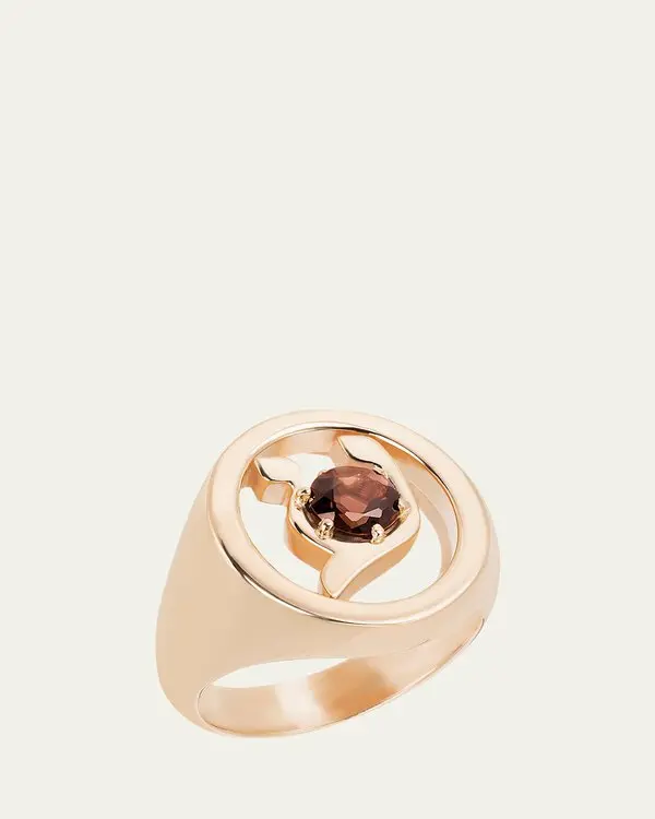 PROCACCIA JEWELRY 18k Hebrew Ayn Initial Signet Ring - Rose Gold