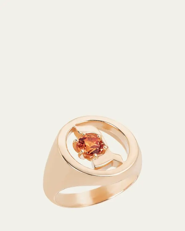 PROCACCIA JEWELRY 18k Hebrew Gimel Initial Signet Ring - Rose Gold