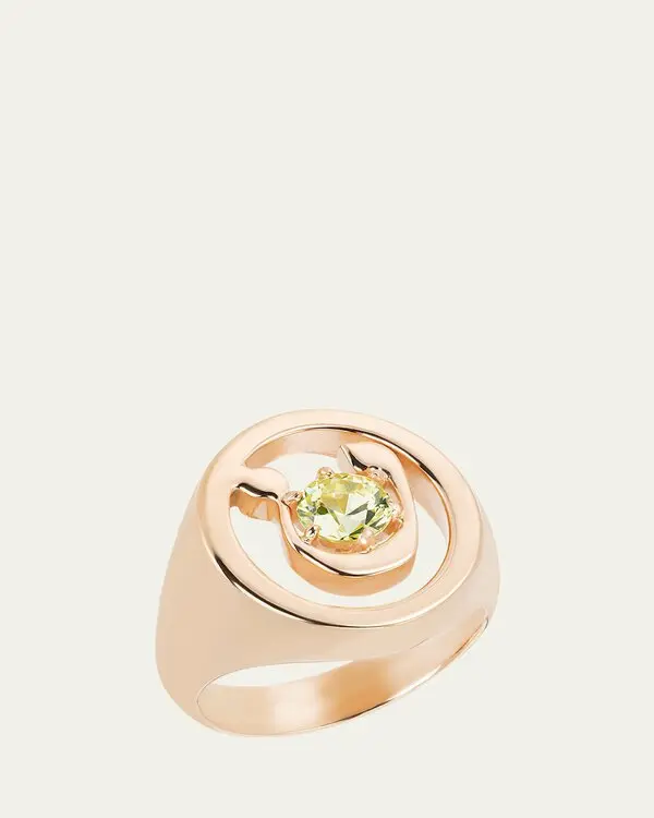 PROCACCIA JEWELRY 18k Hebrew Tet Initial Signet Ring - Rose Gold