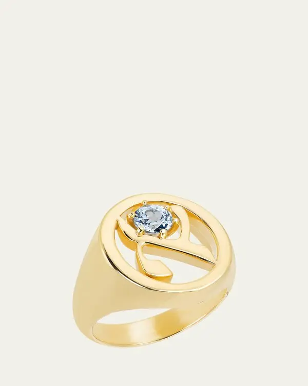 PROCACCIA JEWELRY 18k Aquamarine Signet Ring - Gold
