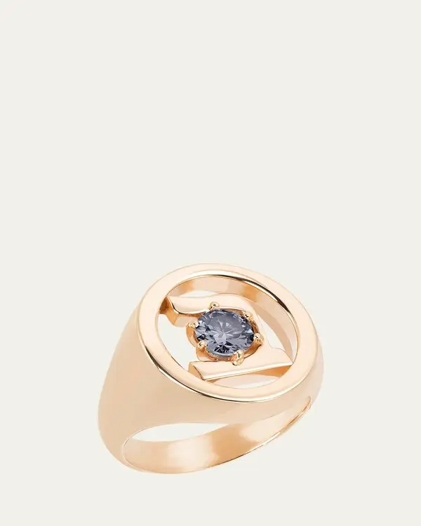 PROCACCIA JEWELRY 18k Hebrew Bet Initial Signet Ring - Rose Gold