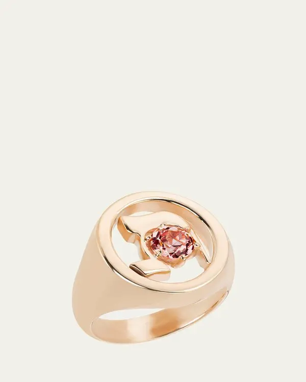 PROCACCIA JEWELRY 18k Hebrew Tav Signet Ring - Rose Gold