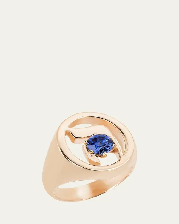 PROCACCIA JEWELRY 18k Hebrew Hei Initial Signet Ring - Rose Gold