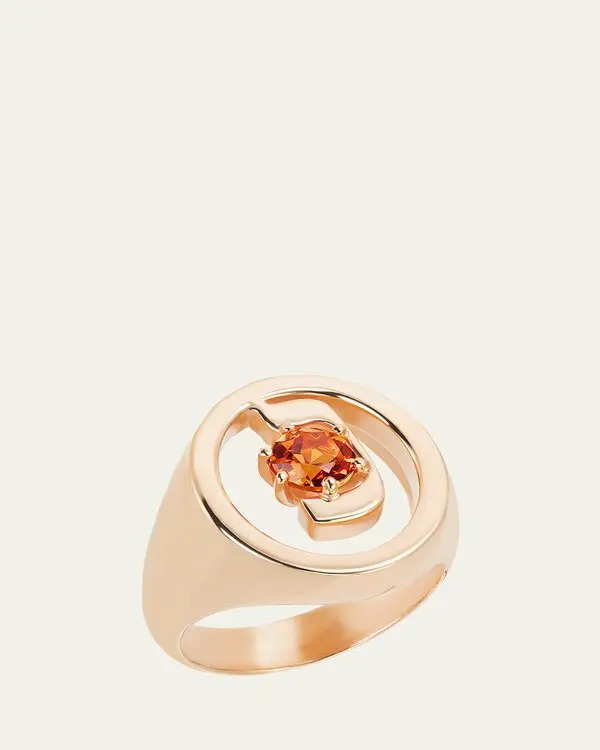 PROCACCIA JEWELRY 18k Hebrew Nun Initial Signet Ring - Rose Gold