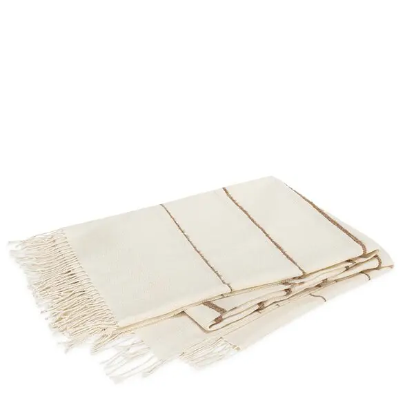 MATOUK Amelia Boucle Stripe Alpaca Throw - Parchment