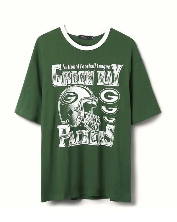 Junk Food Clothing Nfl Green Bay Packers Oversized Ringer Tee - Hunter