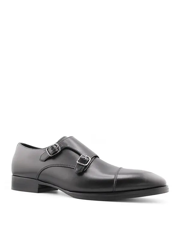 Gordon Rush Brayden Double Buckle Monk Strap Cap Toe Dress Shoes - Black