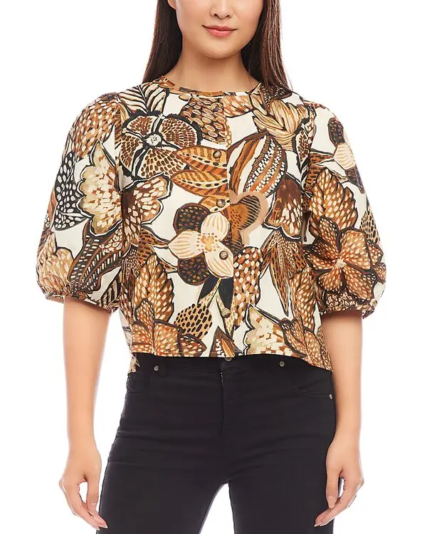 Karen Kane Puff Sleeved Button Front Top