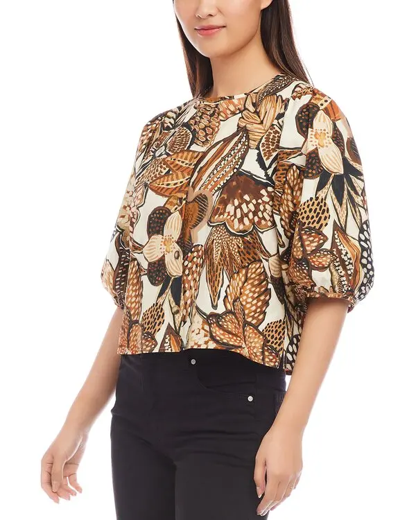 Karen Kane Puff Sleeved Button Front Top