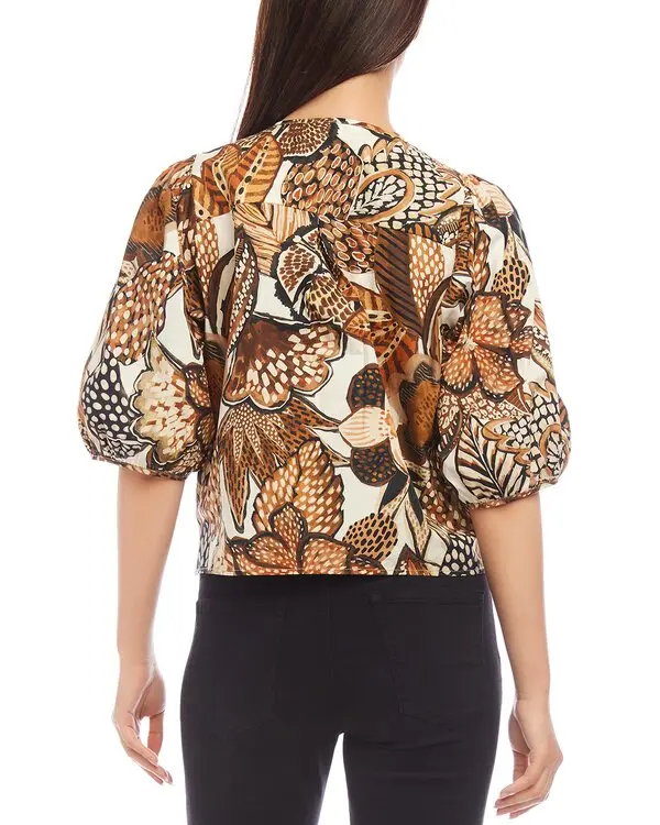 Karen Kane Puff Sleeved Button Front Top