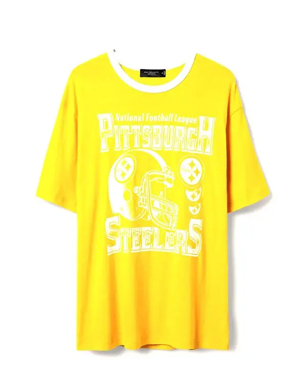 Junk Food Clothing Nfl Pittsburgh Steelers Oversized Ringer Tee - Mustard