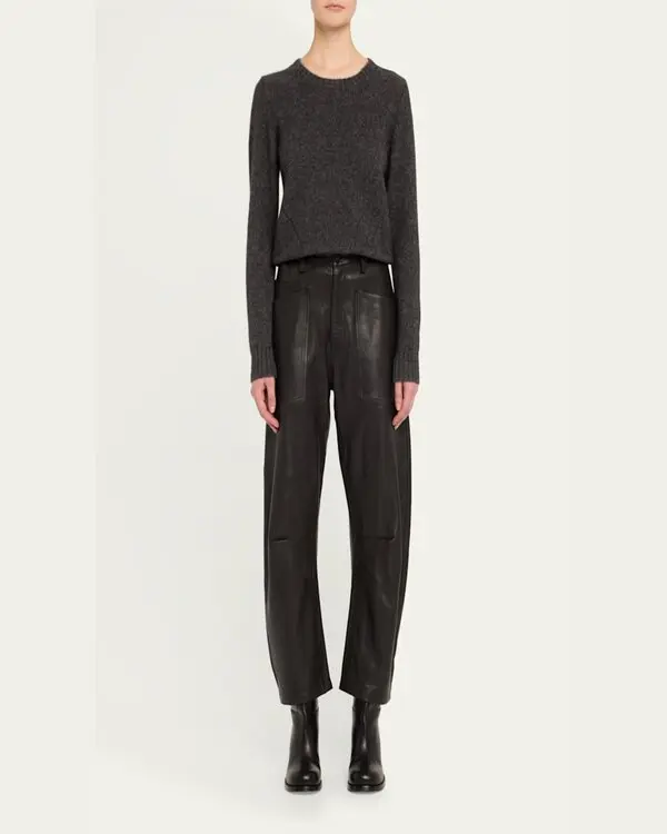 NILI LOTAN Shon Barrel Leather Pants - Black