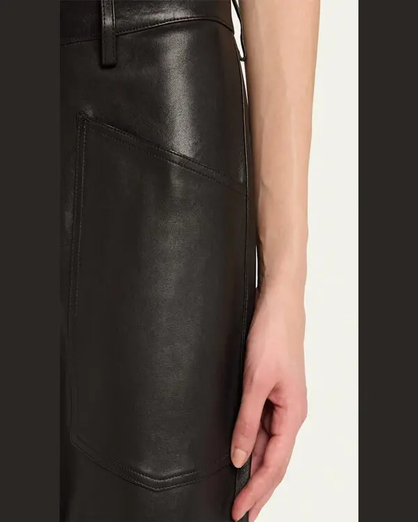 NILI LOTAN Shon Barrel Leather Pants - Black