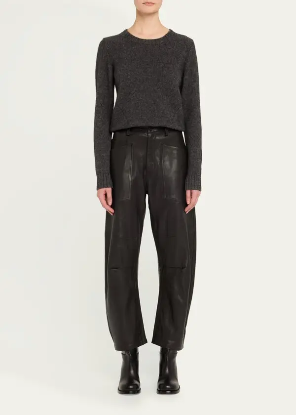 NILI LOTAN Shon Barrel Leather Pants - Black