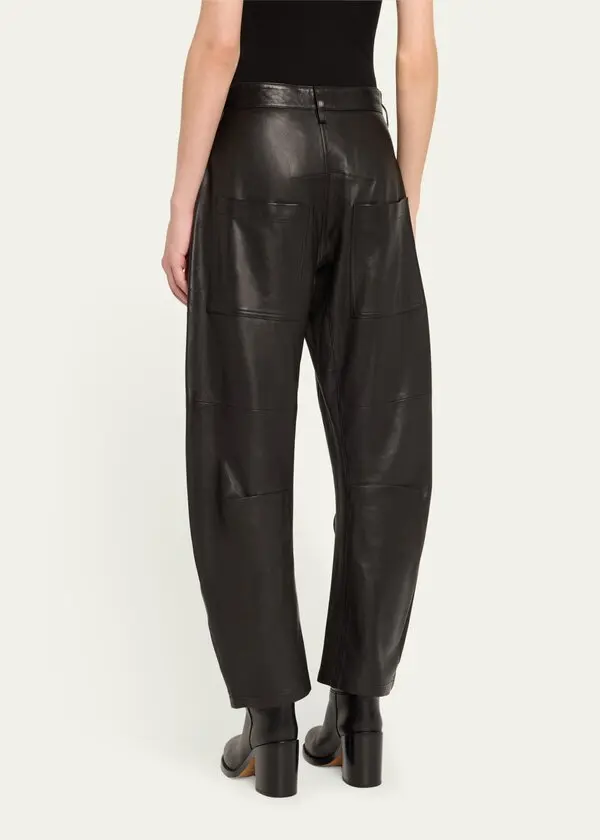NILI LOTAN Shon Barrel Leather Pants - Black