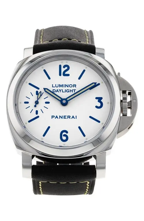 WATCHFINDER & CO. Panerai Luminor 8 Days Set Leather Strap Watch - White