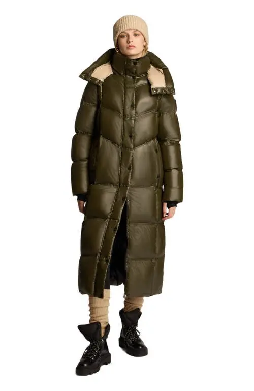 ALPENHAUS Meribel Maxi Quilted Puffer Coat - Olive