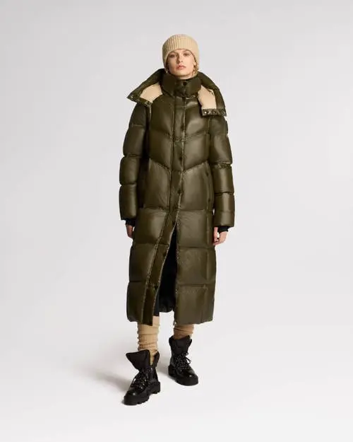 ALPENHAUS Meribel Maxi Quilted Puffer Coat - Olive
