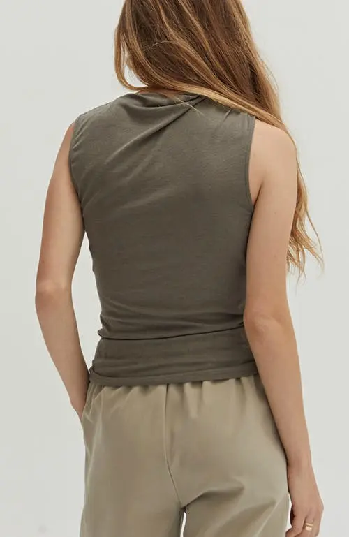 CRESCENT Sleeveless Shirred Knit Top