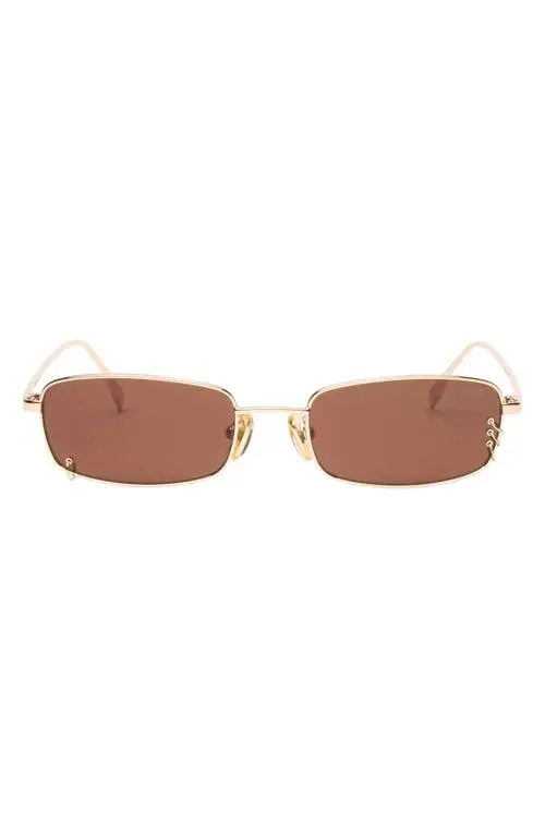 Dezi Hooked 54mm Rectangular Sunglasses - Hooked Gold / Cognac