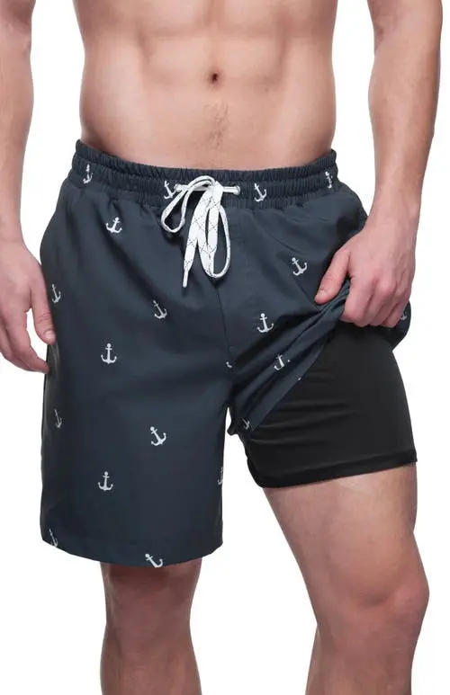 ROKKA&ROLLA Compression Liner Stretch Swim Trunks Upf 50 - Navy Ankor
