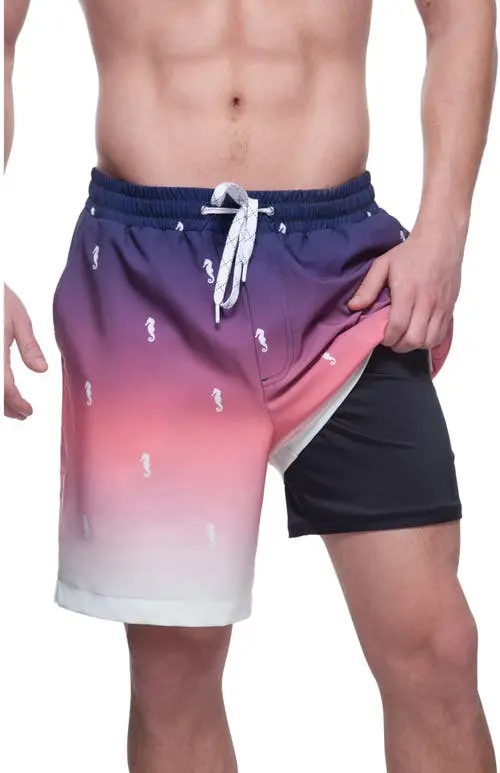 ROKKA&ROLLA Compression Liner Stretch Swim Trunks Upf 50 - Seahorse