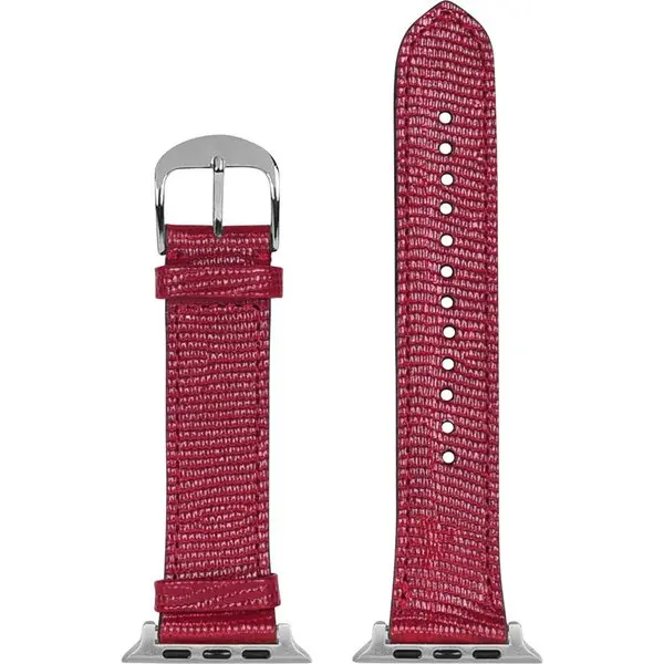 HYER GOODS Upcycled Leather Apple Watch Band - Red /silver2/44/45/49mm