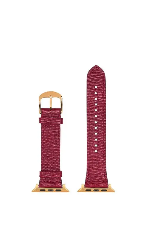 HYER GOODS Upcycled Leather Apple Watch Band - Red /gold8/40/41mm