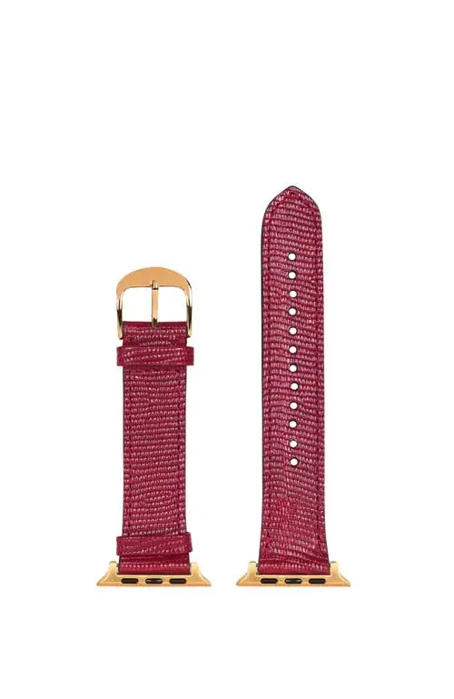 HYER GOODS Upcycled Leather Apple Watch Band - Red/gold2/44/45/49mm