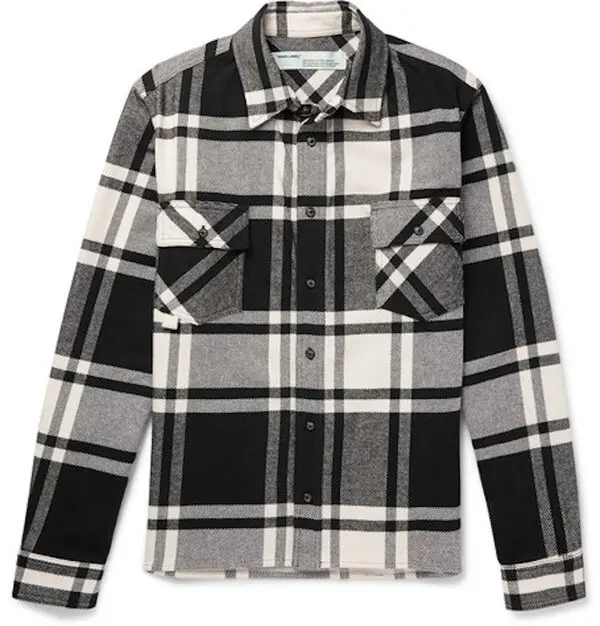 Off-White Off Off Logo Print Checked Flannel Overshirt