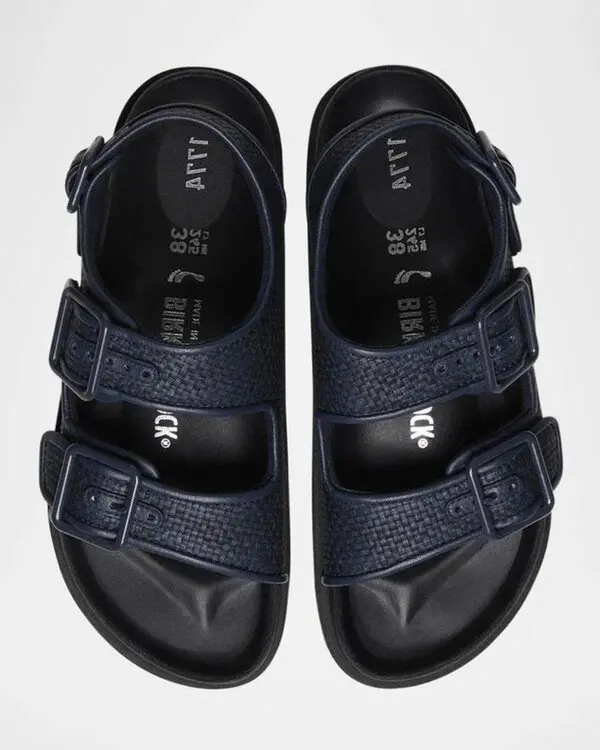 BIRKENSTOCK Milano Raffia Sandals - Dark Navy
