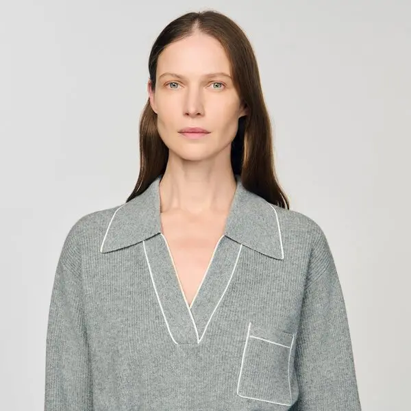 Sandro Open Polo-collar Neck Sweater