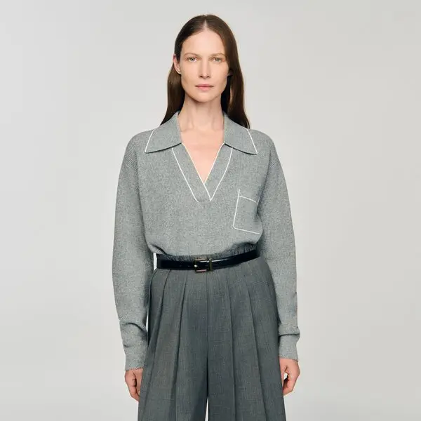 Sandro Open Polo-collar Neck Sweater