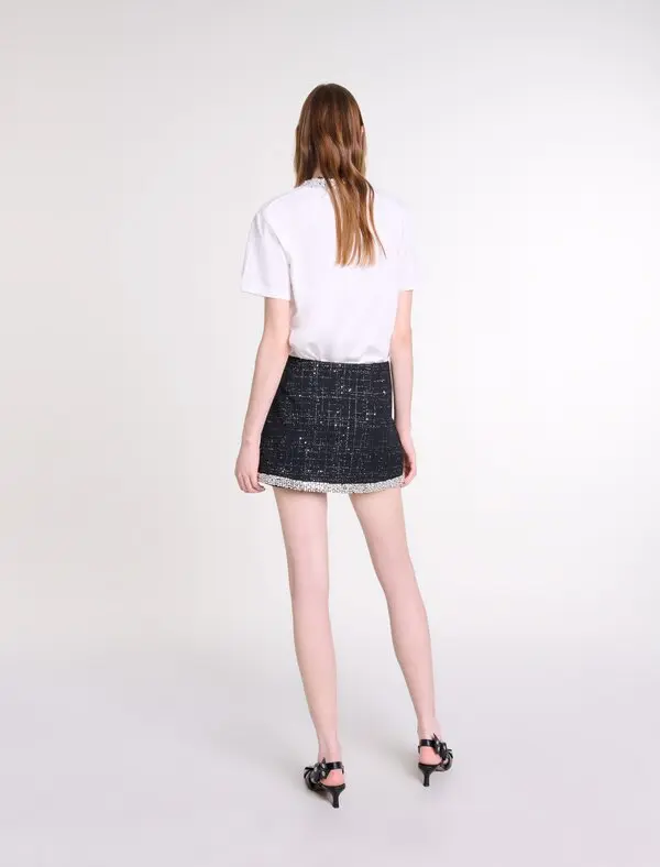 Maje Sequined Tweed Skort