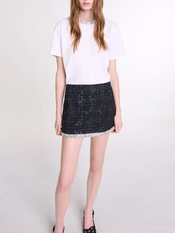 Maje Sequined Tweed Skort